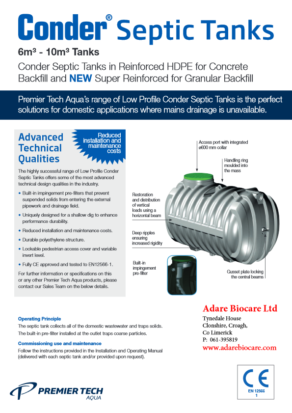 Conder Septic Tanks 6-10 - Adare Biocare Ltd